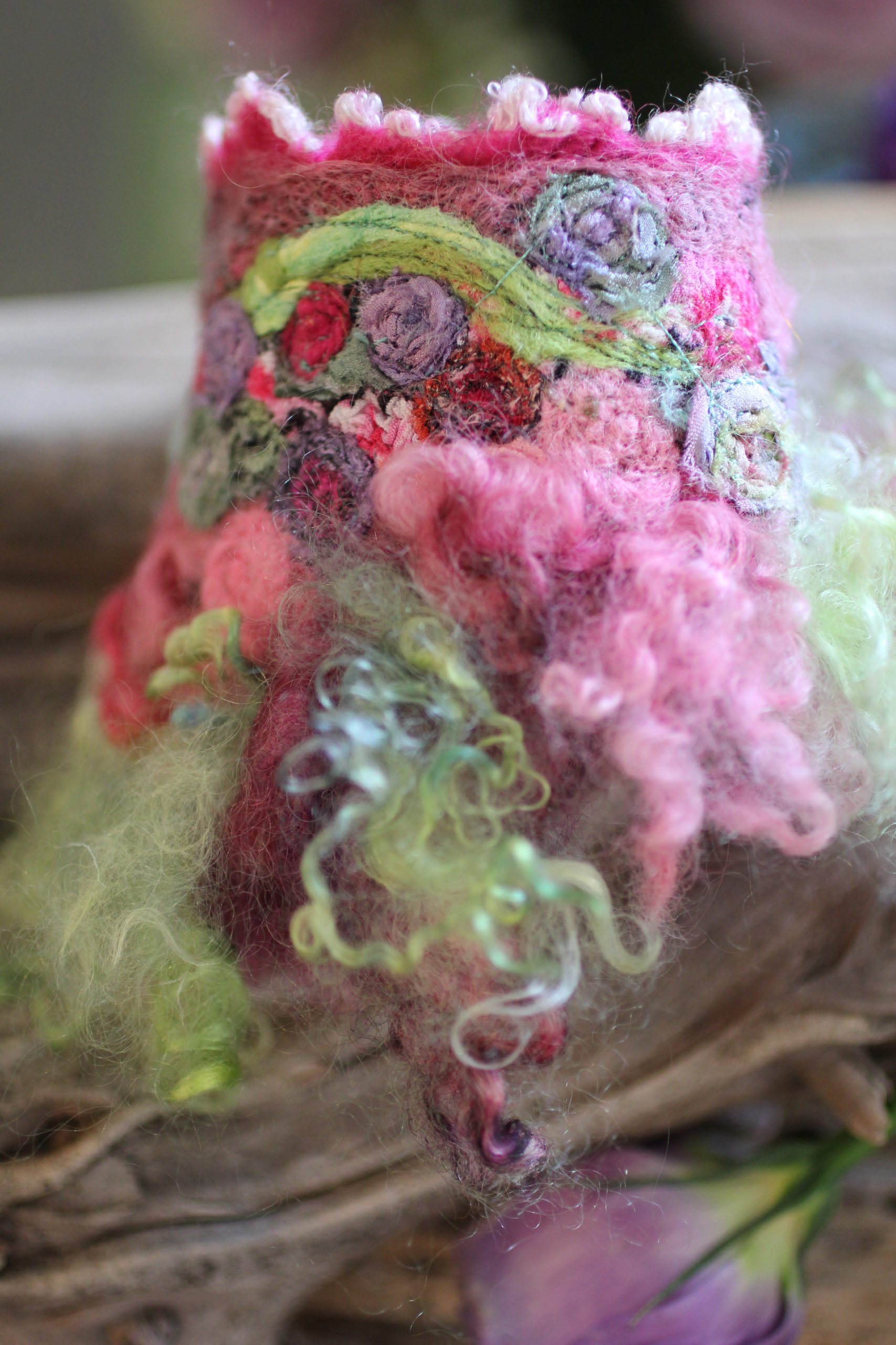 Fanciful Felted Cuffs: Learn to Machine Needle Felt, Free Motion Stitch ...