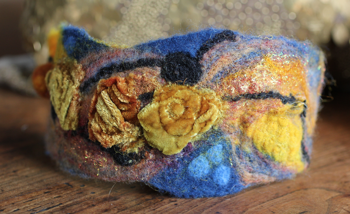 Fanciful Felted Cuffs: Learn to Machine Needle Felt, Free Motion Stitch ...